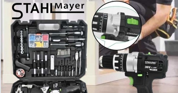 Комплект акумулаторен ударен винтоверт 36V 8Ah + инструменти 111 части STAHLMAYER
